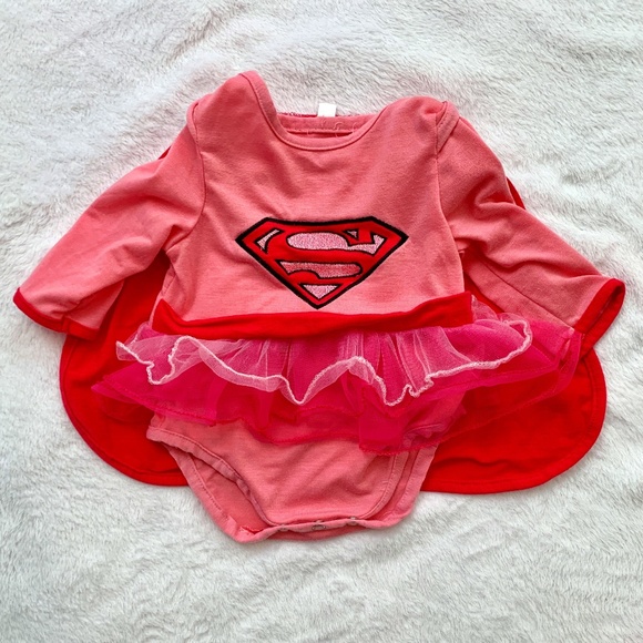 One Pieces | Pink Superman Supergirl Onesie With Tutu And Cape | Poshmark